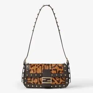 Fendi Baguette® 26424 Jaguar Print Cavallino Leather Bag With Studs